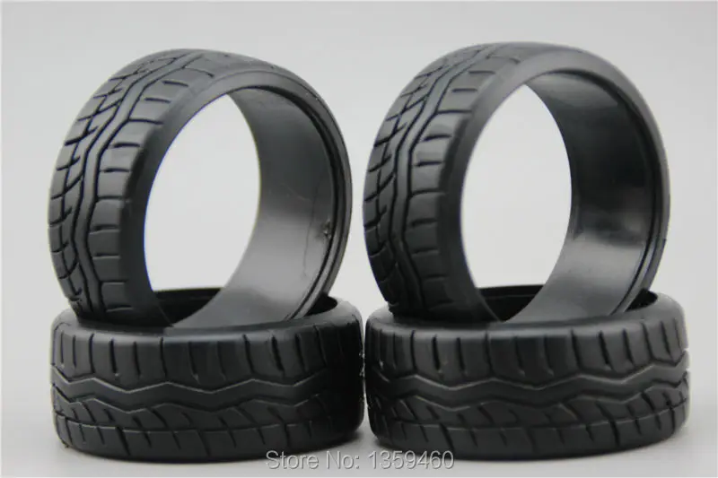 4pcs Rc Hard Pattern Drift Tires Tyre(black) Fits For 1:10 Drift Car 1/ ...