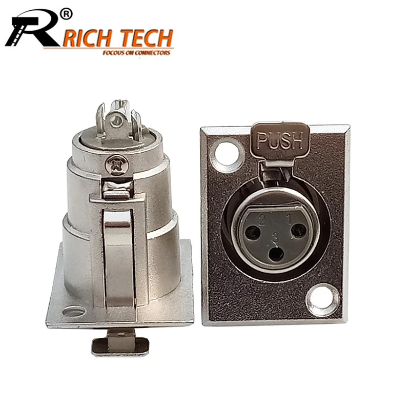 10pcs/lot 3 Pin XLR Jack Socket Female XLR Panel Mount Push type XLR ...