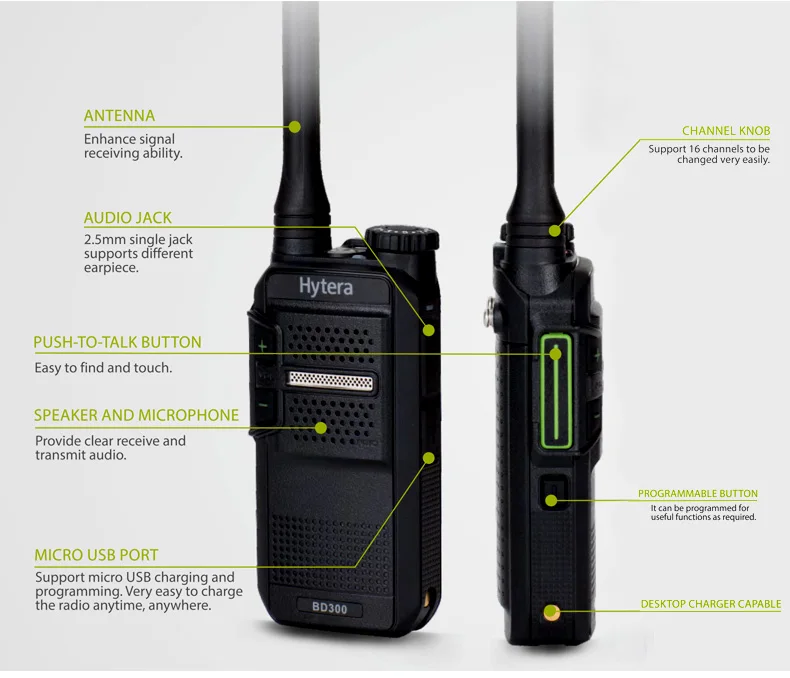 Hytera Two Way Radio Bd300 Uhf 400-470mhz Dmr Mini Digital Walkie ...