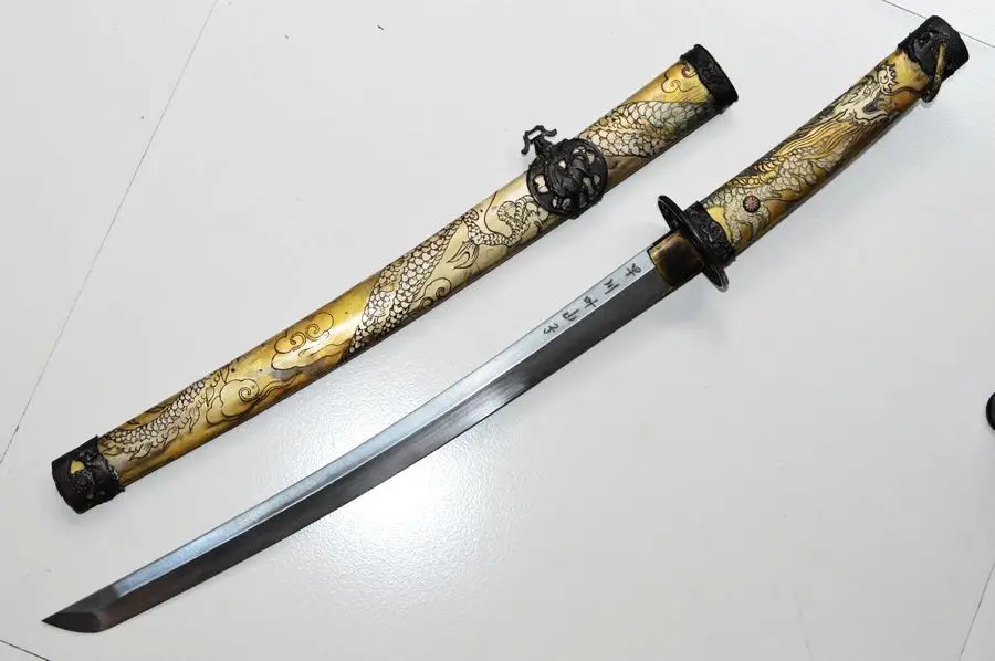 HandMade Japanese Sword Samurai NinJia Katana Sharp Folded Blade Copper ...