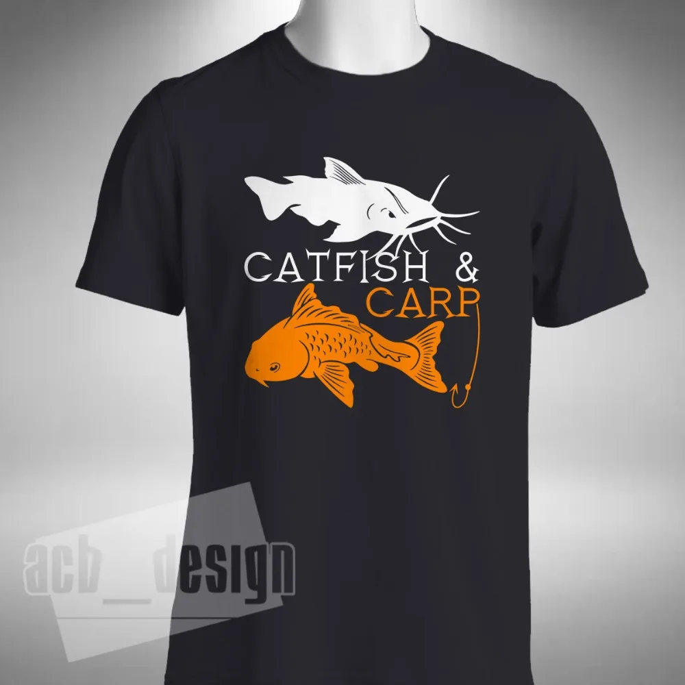 New Summer Style Printed Cotton Catfish & Carp Mens T-shirt Fishing ...