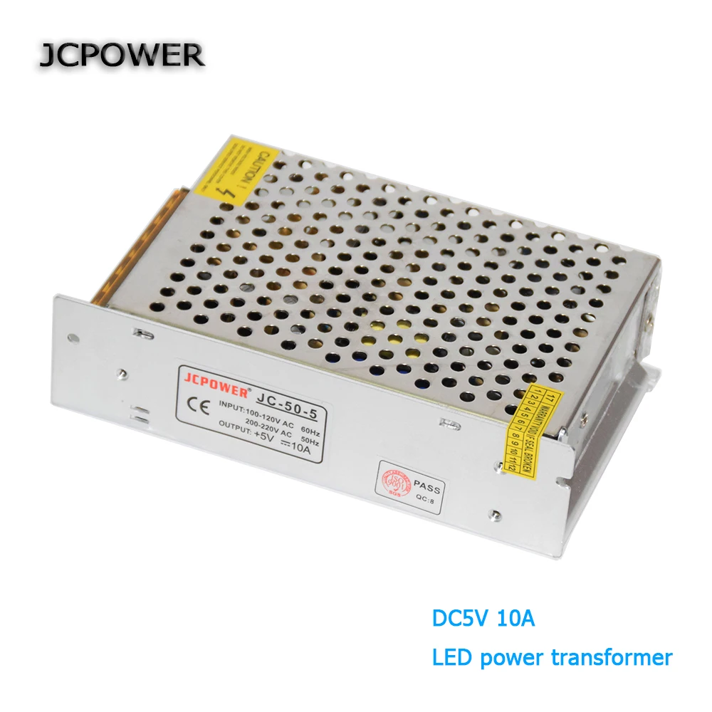 LED Driver 5V 10A 50W Switching Power Supply Driver for LED Strip AC ...