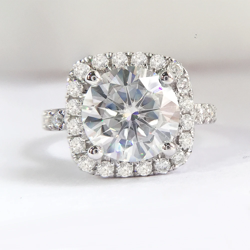 4CT Round Brilliant DEF Color CVD HPHT Lab Diamond Ring Solid 14K White ...