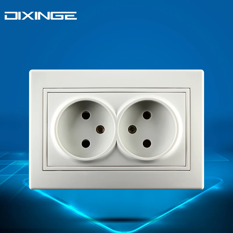 White Double European Standard Socket Panel Wall European style ...