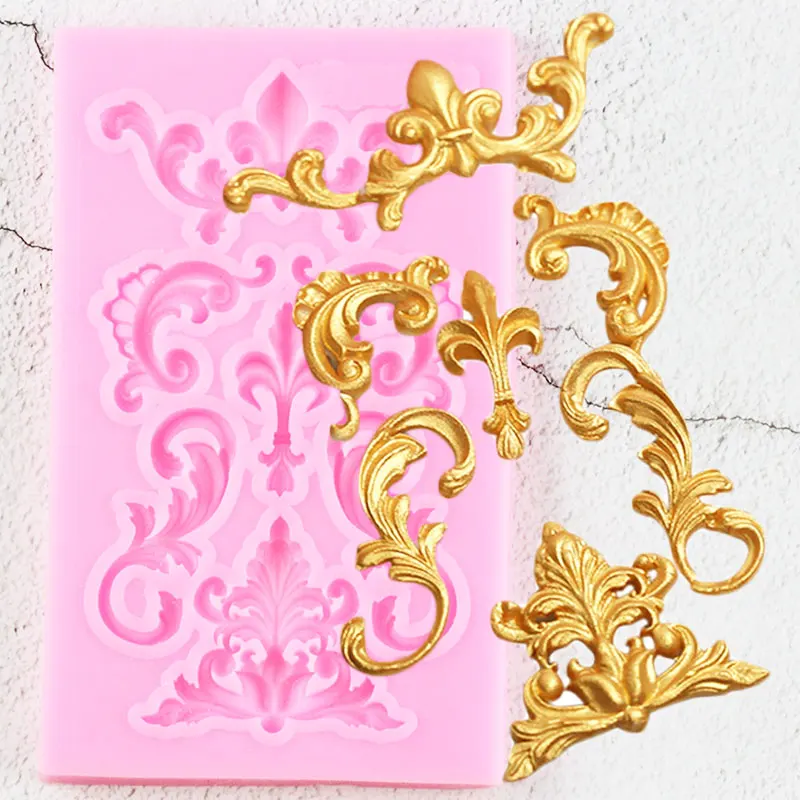 스크롤 릴리프 테두리 실리콘 몰드 컵케익 퐁당 몰드 Diy 케이크 장식 도구 젤리 캔디 클레이 초콜릿 검 페이스트 몰드점토