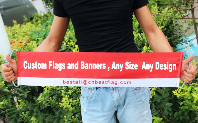 Custom Hand held banner 100D Polyester flag with 2 grey handles for ...