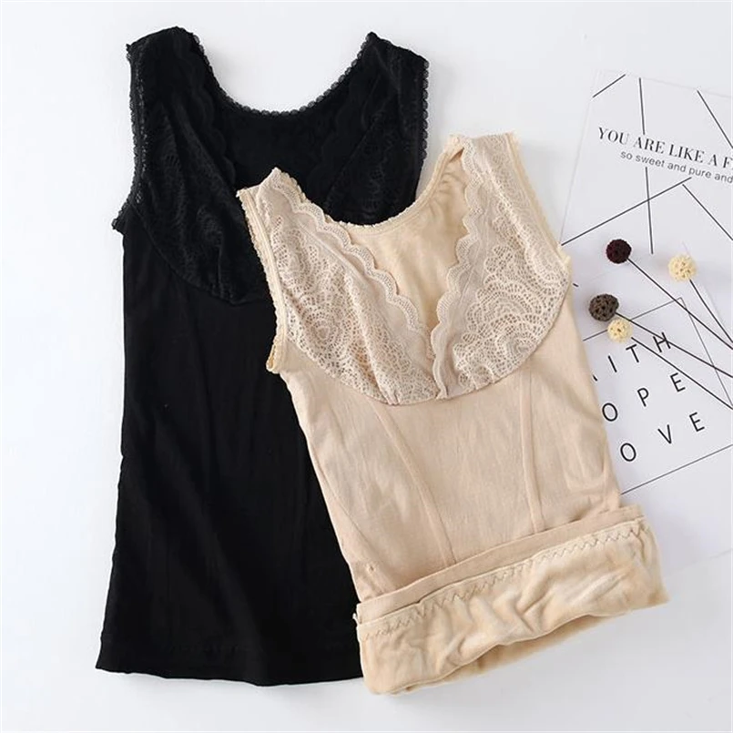 New Autumn Winter Women Velvet Tank Tops Warm Thick V Neck Lace Tanks ...