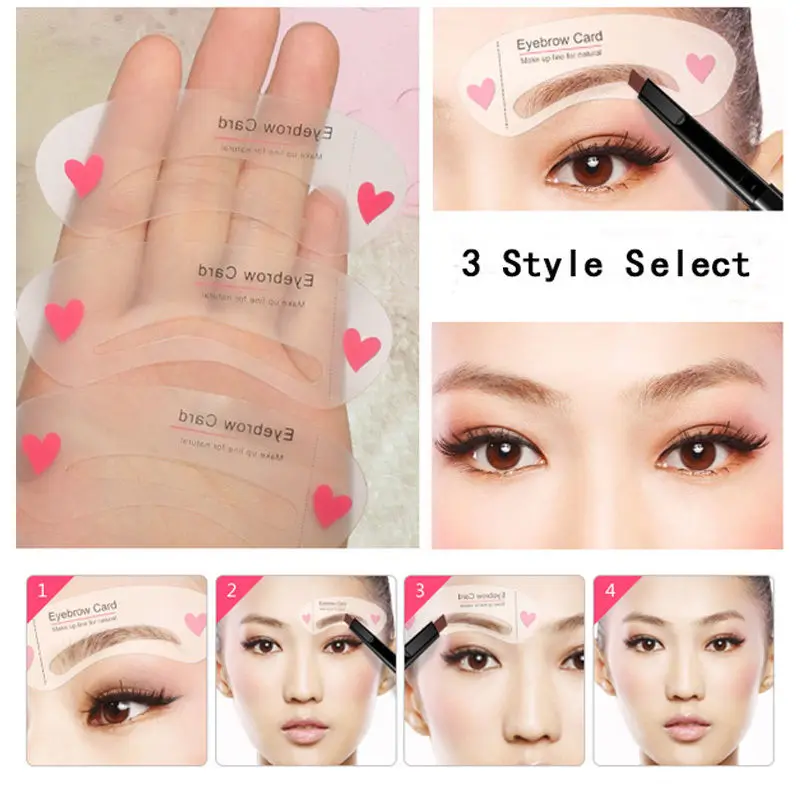 Korean Eyebrow Stencils 3 Styles Reusable Mini Blacken Eyebrows Guide Eyebrow Card Template ...