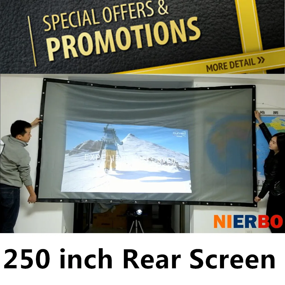 Projector Screen Rear Projection Screen 250 inches Wall Mounted ...