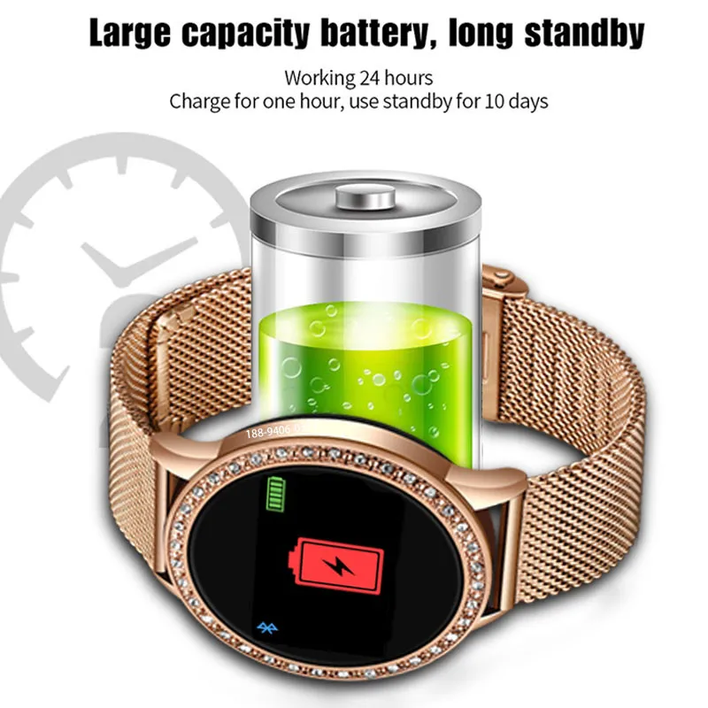 LIGE женские Смарт-часы полный экран алмазные умные часы спортивные ...