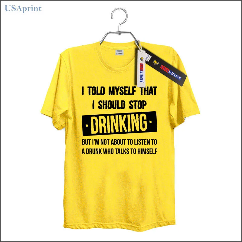 USAprint Summer Men Beer Drunk Funny T Shirts I Told Myself Stop Drinking Party College Tee ...
