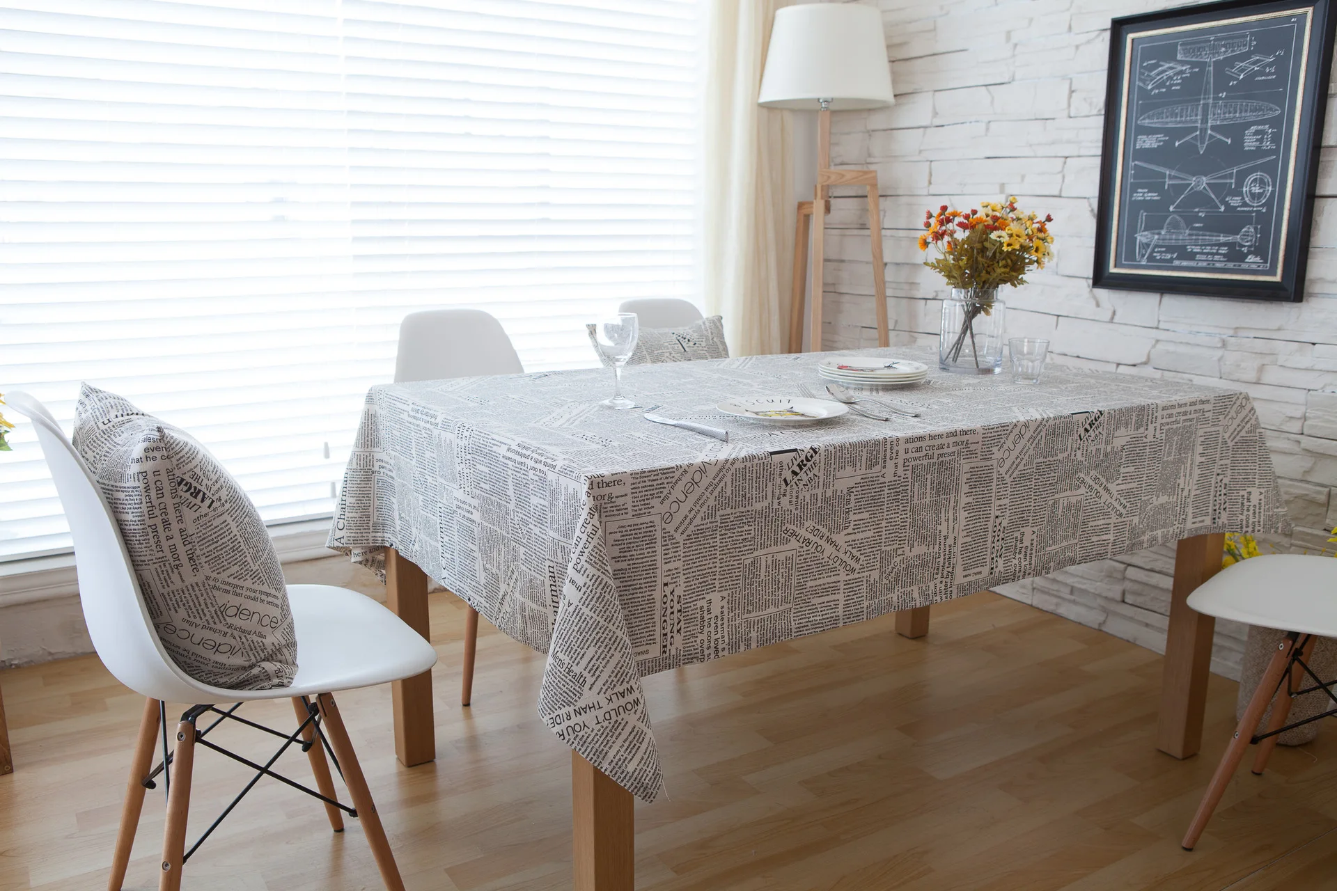 English Newspaper Cotton and Linen Printed Tablecloth Multifunctional ...