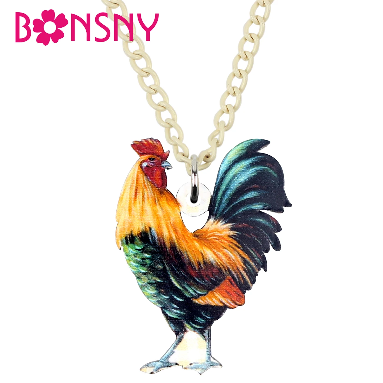 Bonsny-collar-con-colgante-de-gallo-chino-para-mujer-gargantilla-de ...