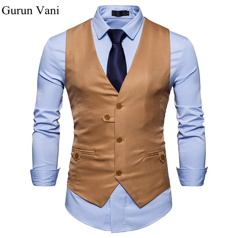 Unique Button Design Dress Vests For Men Slim Fit Mens Suit Vest Male ...
