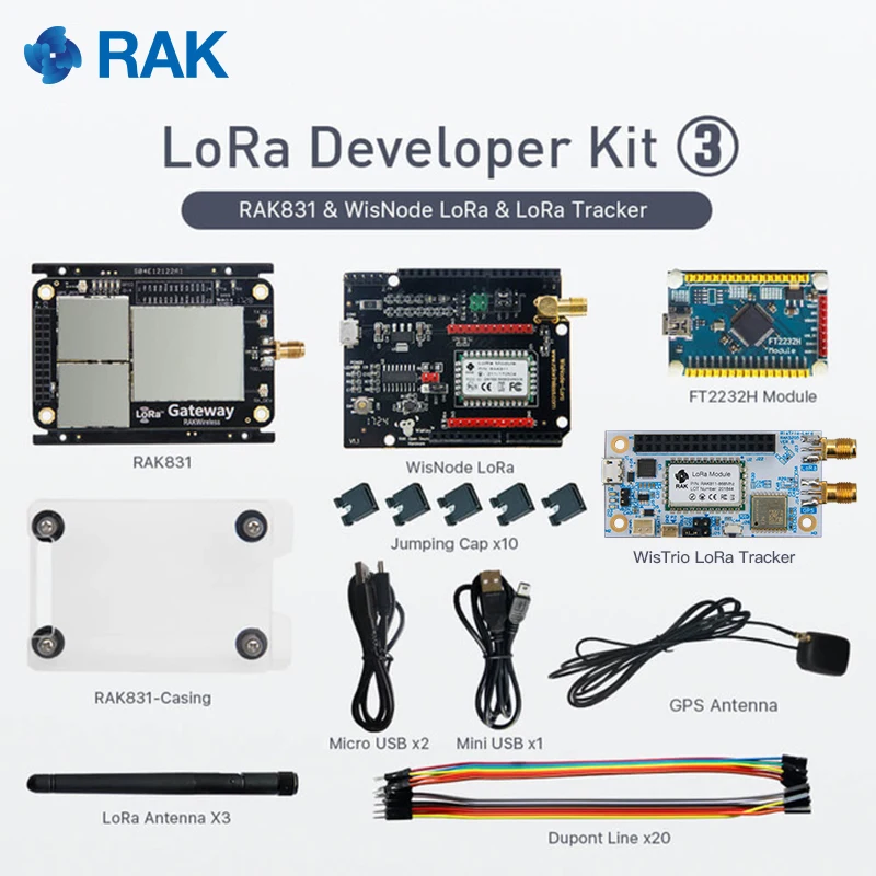 LoRa Entwickler Kit, RAK831 LoRa/LoRaWan Gateway Modul mit WisNode LoRa ...