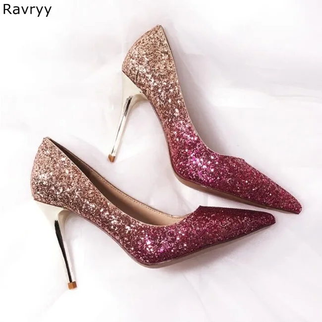 Zapatos de tacón alto ostentosos para mujer, calzado de vestir, boda ...