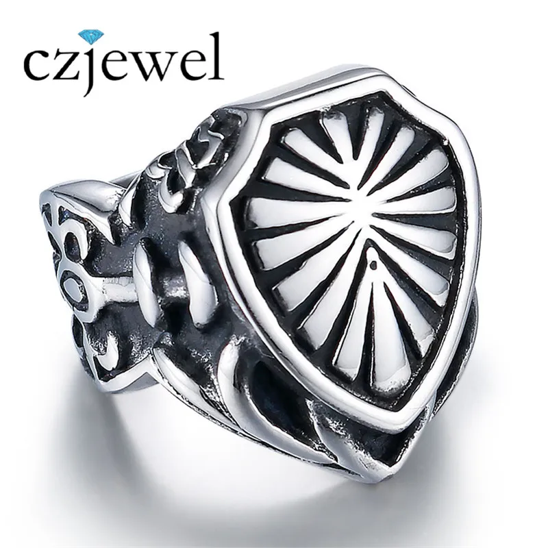 Cool Stainless Steel Armor Shield Ring Knight Templar Crusade Cross ...