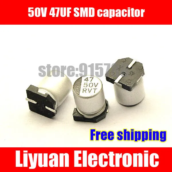 Free shipping 50V 47UF SMD aluminum electrolytic capacitor / 47UF 50V ...