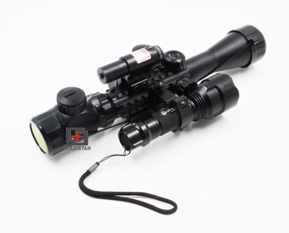 3 9x40EG Tactical Compact Combo Optics Rifle Scope with Laser Sight ...
