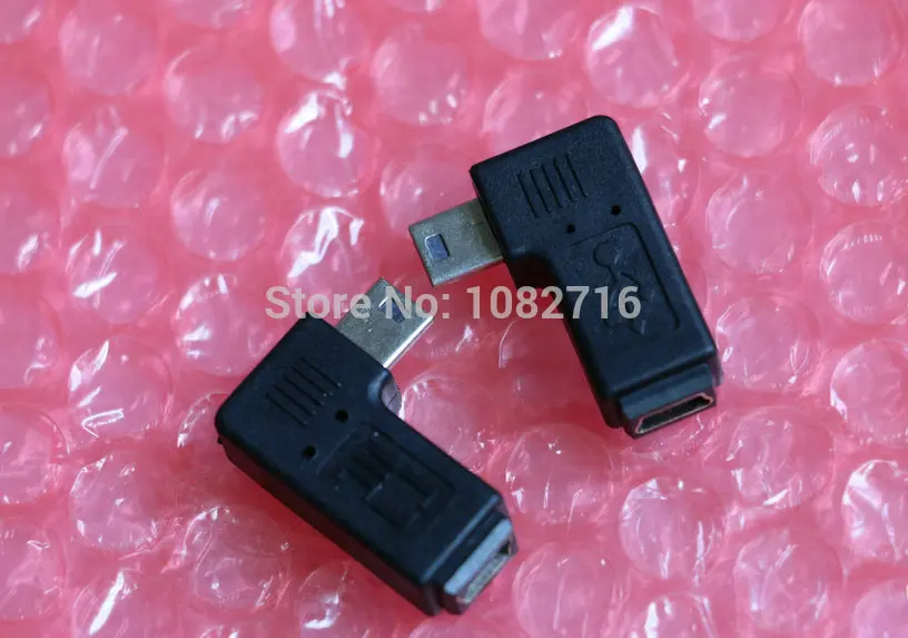 1pair mini usb b female connector Socket Conversio male 5pin 90 left ...