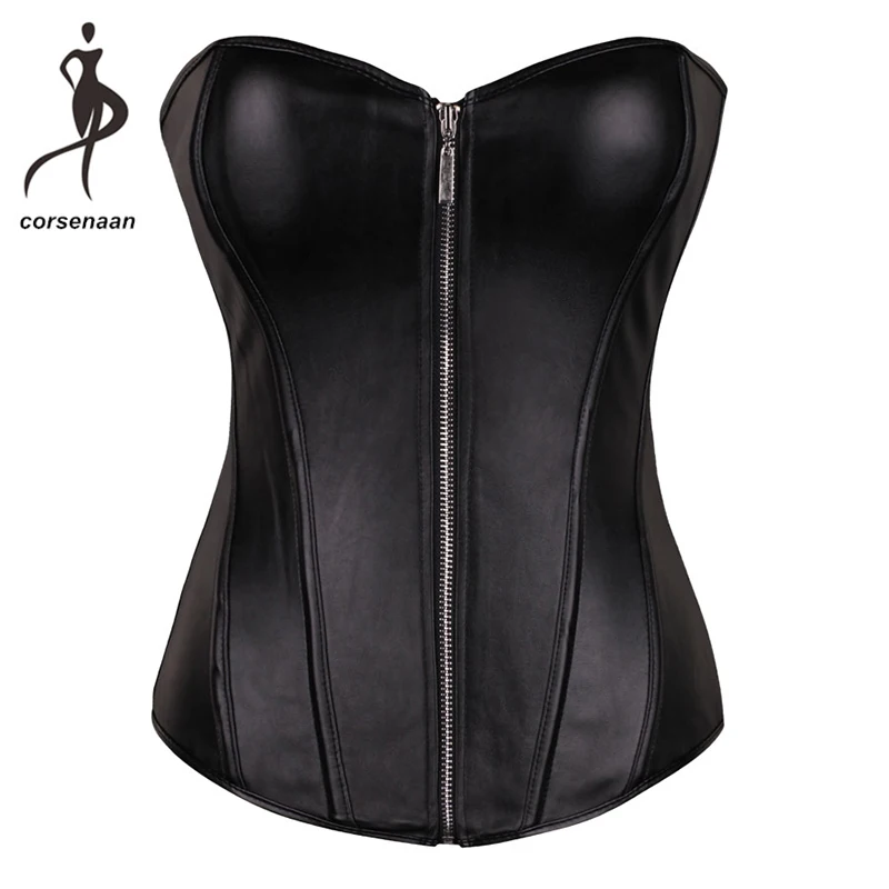 Buy Push Up Women Black Faux Leather Bustier Burlesque