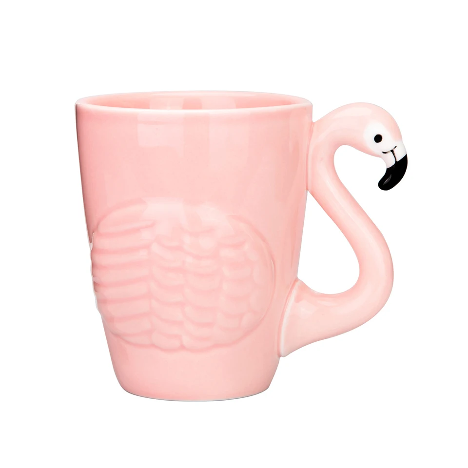 Creative Pink Flamingo Mug Coffee Cup Travel Coffee Mug Ceramic Cups ...