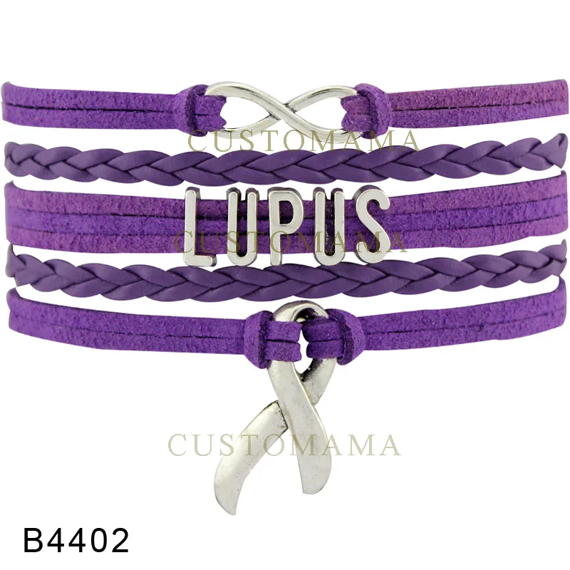 Custom Purple Infinity Love Lupus Hope Awareness Ribbon Charm Multilayer Bracelet Gift for ...