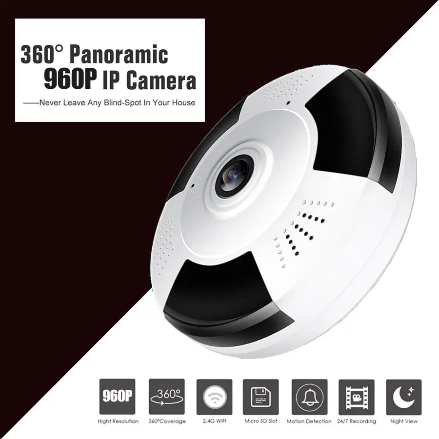HD 960P Wifi IP Camera Home Security 360 Degree Panoramic Mini Camera ...