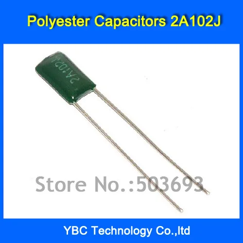 500 개/몫 폴리에스테르 필름 커패시터 2A102J 100V 1NF 1000PF|polyester film capacitor ...