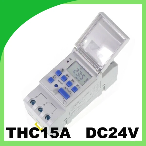 THC15A timer relay 24VDC 16A LCD Din rail Programmable digital timer ...