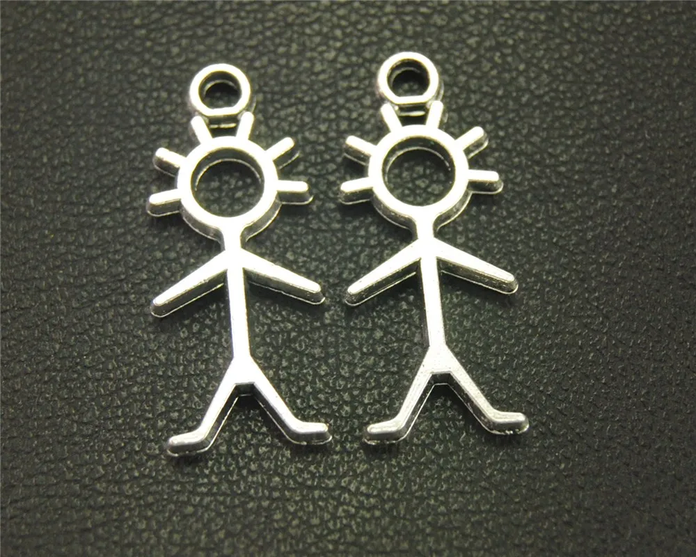 30pcs-Silver-Color-Stick-Figure-Charm-Pendant-DIY-Necklace-Bracelet ...
