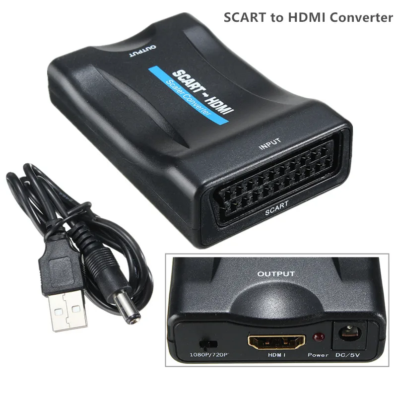 1080P Scart To HDMI HD TV DVD converter adapter Mini SCART to HDMI ...
