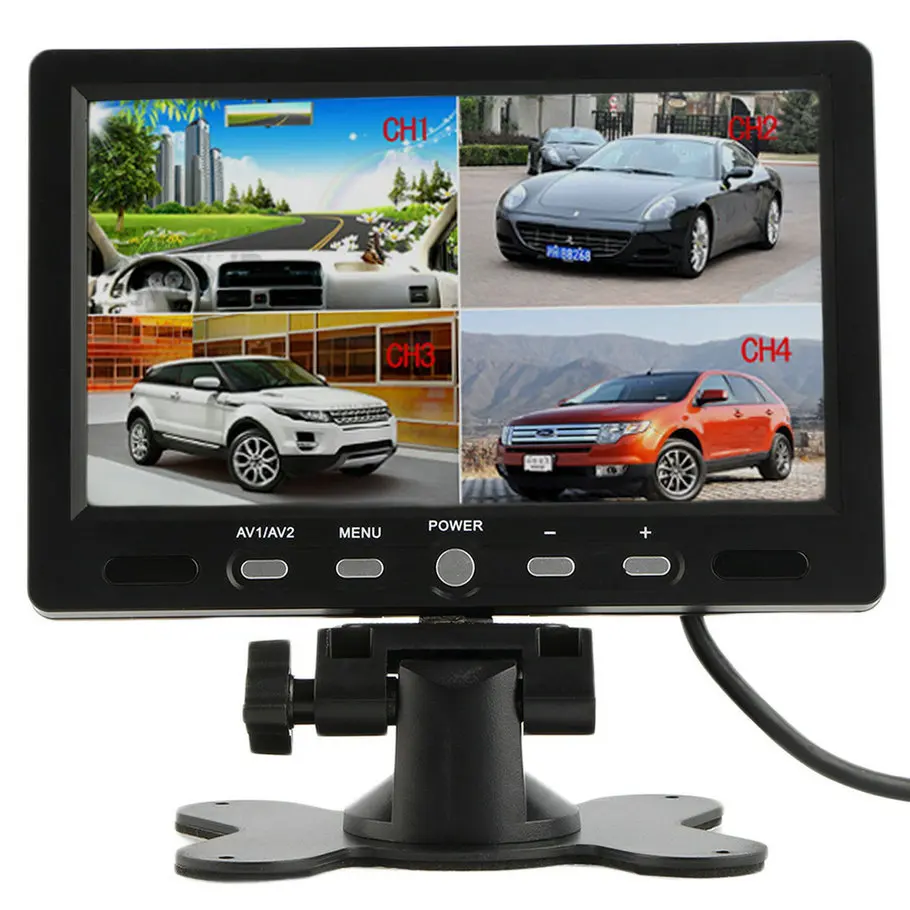 7 Inch 4 Split Quad TFT LCD Display DC 12V Car Rear View Headrest ...