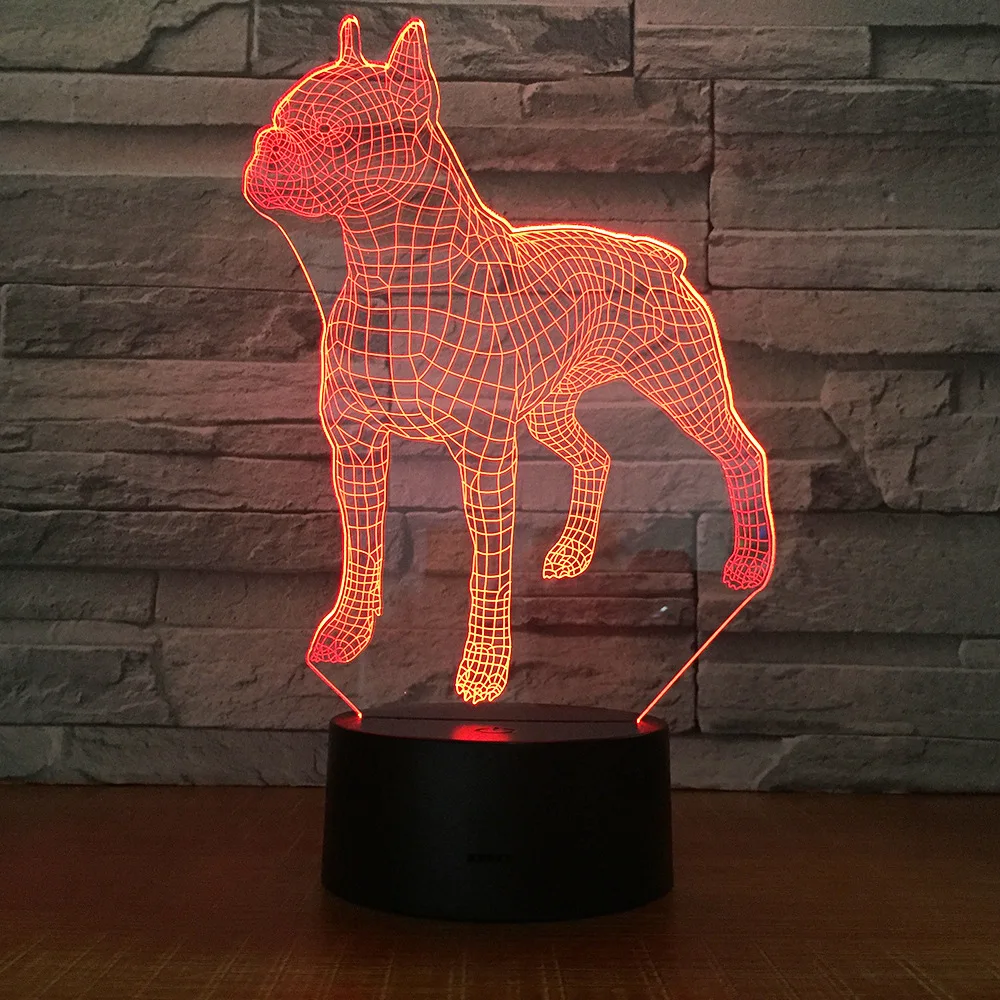 LED dog 3d 7 color night light Plug in touch creative lighting gift ...