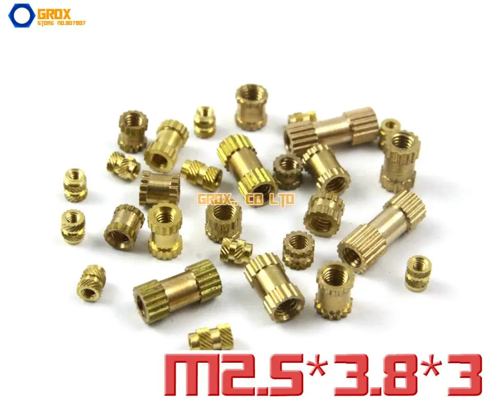 300 Pieces M2.5 X 3.8 X 3mm (id*od*length) Brass Knurl Nut Insert Round ...