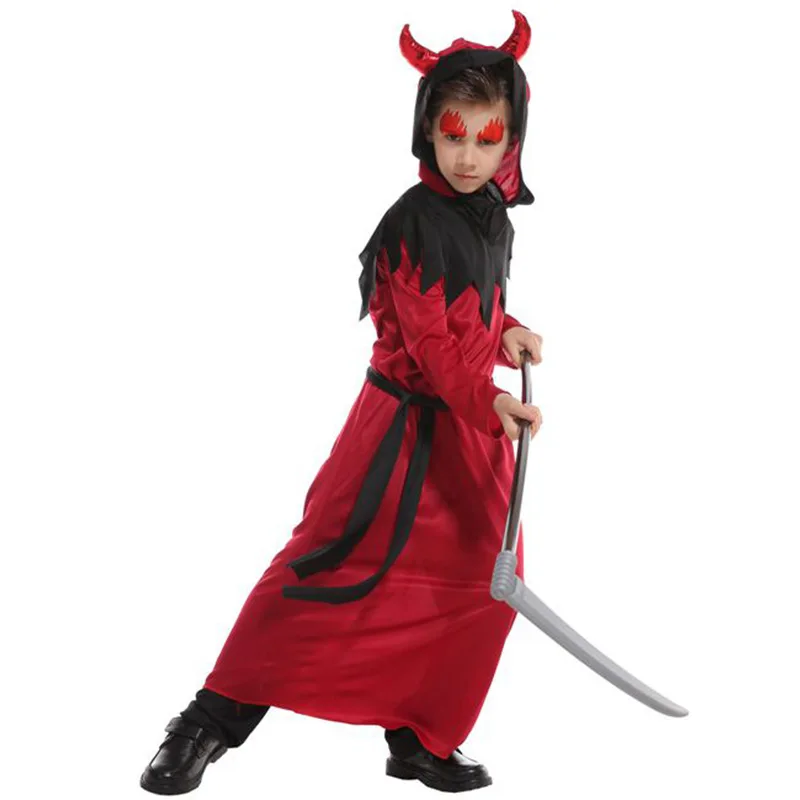 M-XL Boy Fiend Hell Devil Demon Cosplay Children Halloween Azrael Death ...
