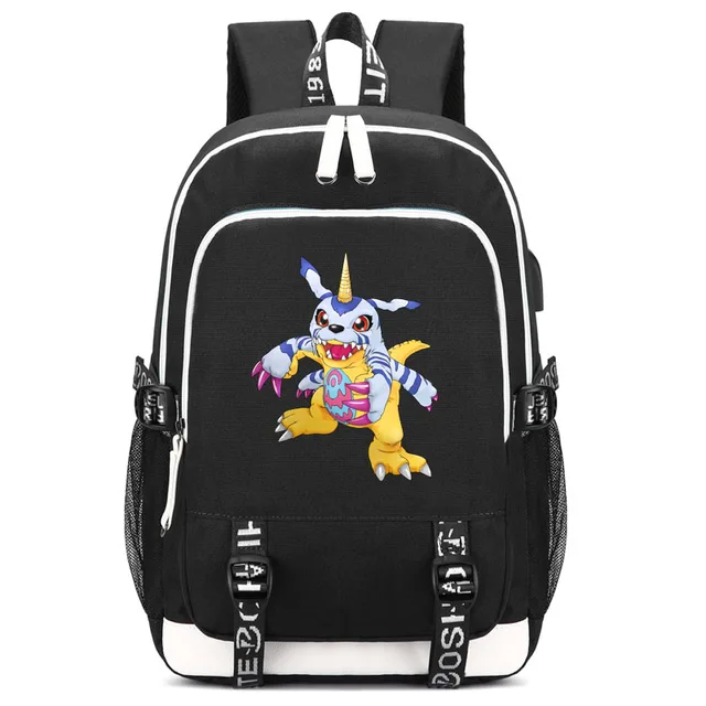 Digimon Gabumon Print Backpack with USB Charging Port