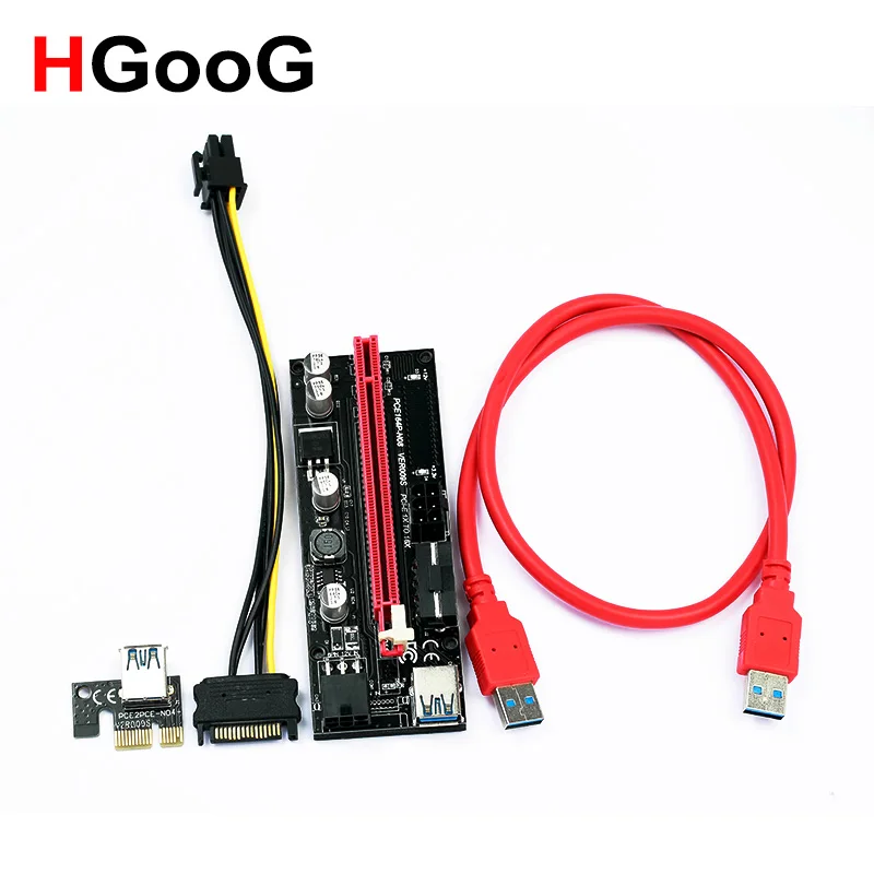 HGooG 009S Risers PCIe PCI E PCI Express Riser Card 1x 4x 8x 16x USB 3. ...