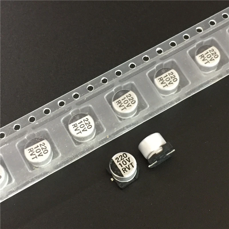 100pcs 220uf 10v Taiwan Rvt Series 6.3x5.4mm 10v220uf Chip Type Smd ...