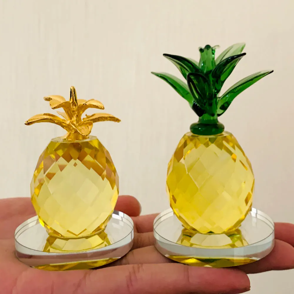 Crystal-Yellow-Pineapple-Figurines-Glass-Fruit-Paperweight-Art ...