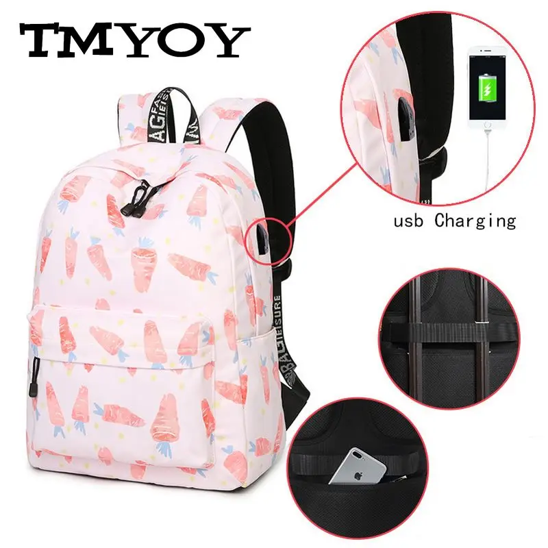 TMYOY Waterproof Women Backpack Usb Charging Travel Backpack Female ...