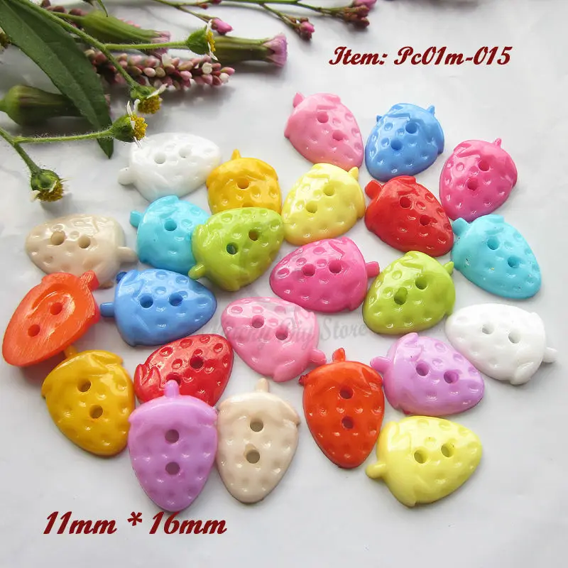 120pcs Mixed color strawberry buttons baby sweater buttons plastic ...