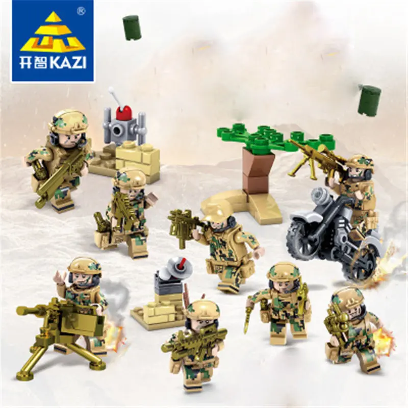 8Pcs Military Vehicle Bricks Building Blocks Mini Soldier Weapon Toys ...