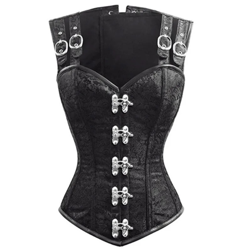 Steampunk Corset Top Shapewear Bodysuit 12 Steel Bone Double Buckle