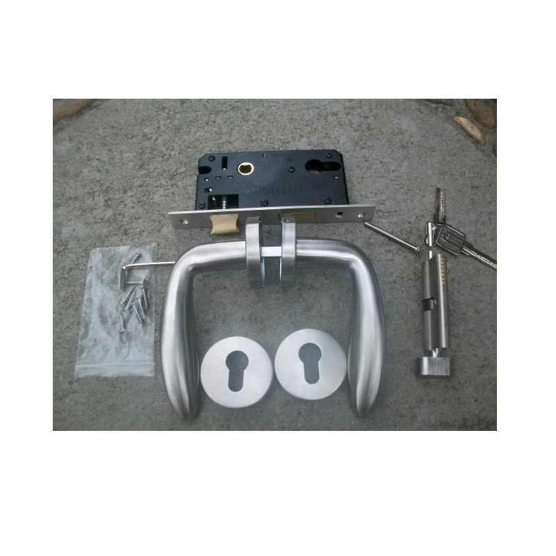 304-STAINLESS-STEEL-SOLID-DOOR-LOCK-WITH-HANDLE-BRASS-CYLINDER-AND-58 ...