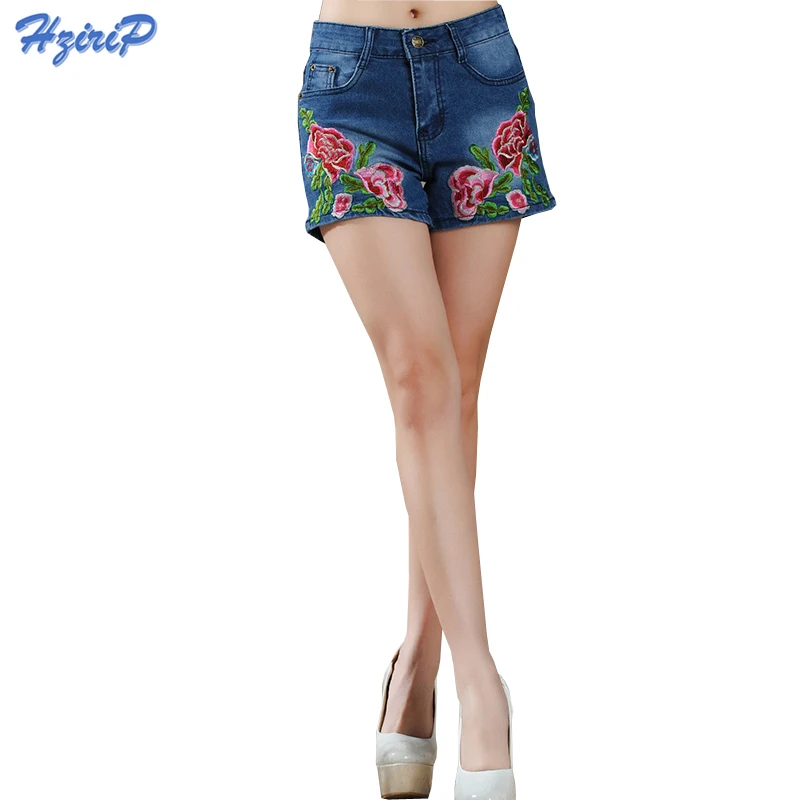 2017 New Summer Denim Shorts Chinese Wind Nation Style Vintage Floral ...