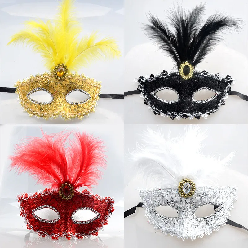 Eye Mask Lace Feather Face Mask Party Masks Veil Sexy Prom Party Ball ...