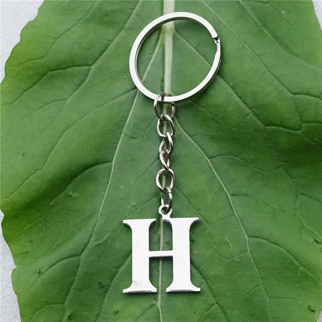 Fashion Name Initial Letter Keyring Stainless Steel Alphabet H Keychain Jewelry For Girls Boys ...