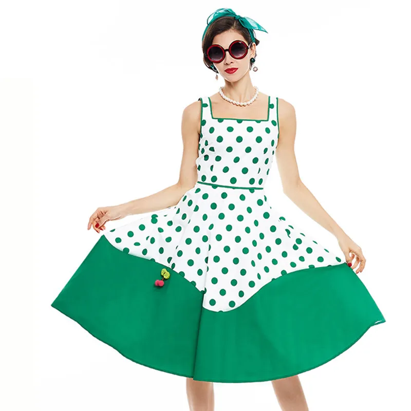 2018 New Sexy Retro Dresses Women Vintage Dress Pin Up Polka Dots ...