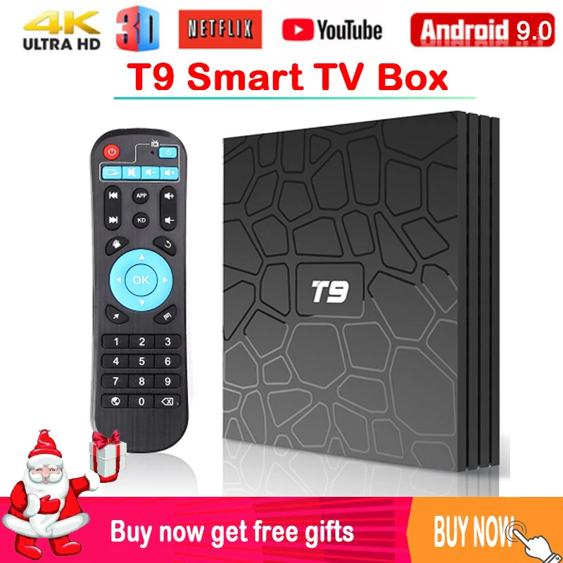 2019 T9 Android 9.0 TV Box T9 RK3328 Quad Core 4gb / 64gb 4k USB 3.0 ...